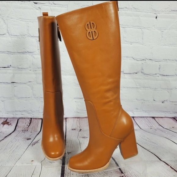 bill blass | Shoes | Bill Blass Leather Boots Luxury Block Heel Knee ...
